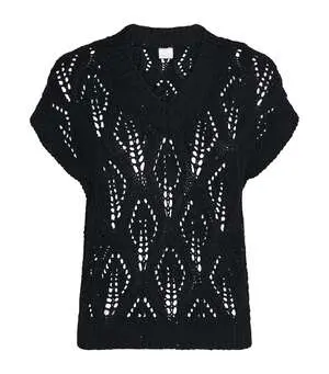 Eleventy Short Sleeve Sequin Sweater - Black