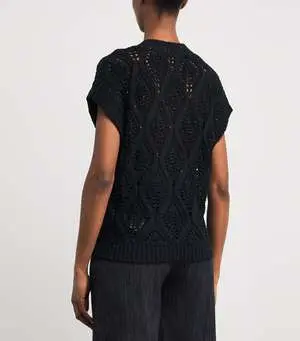 Eleventy Short Sleeve Sequin Sweater