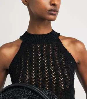 Eleventy Cotton-linen Sleeveless Sequin Sweater