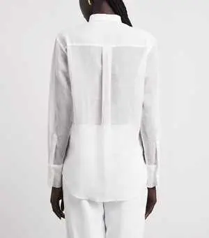 Eleventy Cotton Gauze Longline Dress Shirt With Ribbed Plastron