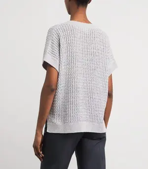 Eleventy Cotton-silk V-neck Short-sleeve Sweater