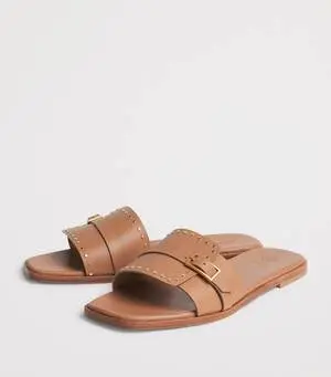 Eleventy Leather Embellished Flat Sandals