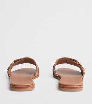 Eleventy Leather Embellished Flat Sandals