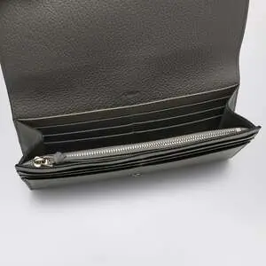 Chloé Alphabet Flap Wallet In Grained Leather - Grey