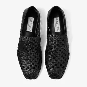 JIMMY CHOO Eliot Woven Leather Slippers