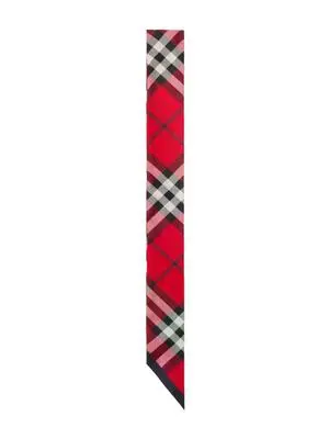 Burberry Check-print Silk Skinny Scarf - Red