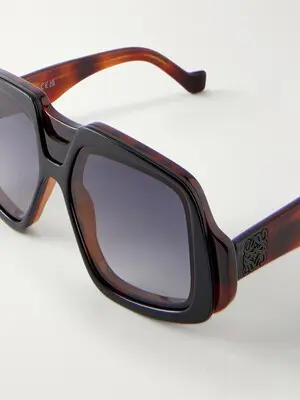 Loewe Anagram Havana Geometric Acetate Sunglasses