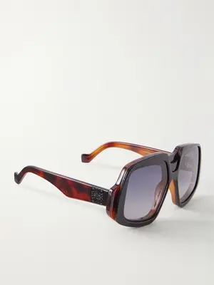 Loewe Anagram Havana Geometric Acetate Sunglasses