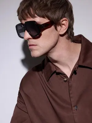 Loewe Anagram Havana Geometric Acetate Sunglasses