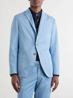 Boglioli Stretch Cotton And Linen-blend Blazer - Blue