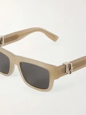 Dior Oblique S3i Rectangular-frame Acetate Sunglasses - Neutrals
