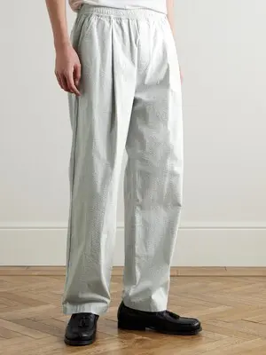 Folk Straight-leg Cotton-blend Seersucker Trousers