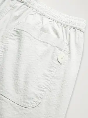 Folk Straight-leg Cotton-blend Seersucker Trousers