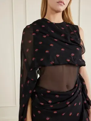 LIBEROWE Floral Print Silk Chiffon Gown