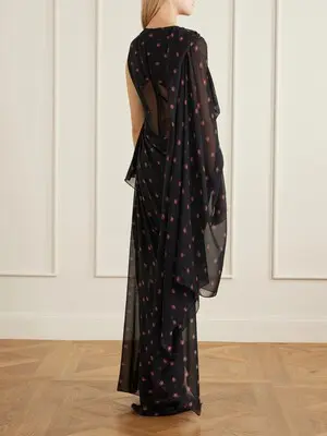 LIBEROWE Floral Print Silk Chiffon Gown
