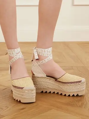 Stella McCartney Gaia Woven Wedge Espadrilles