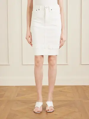 Khaite Kendra Denim Midi Skirt - White