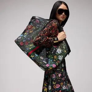 Gucci Giglio Flora Large Tote Bag In Fabric