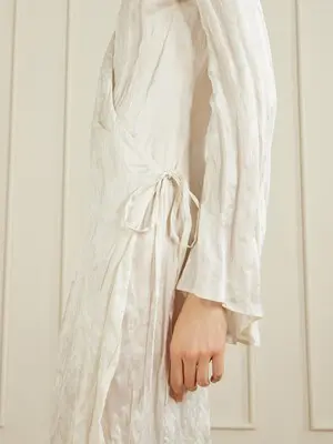 Khaite Rommi Crinkled-voile Midi Wrap Dress - Neutrals