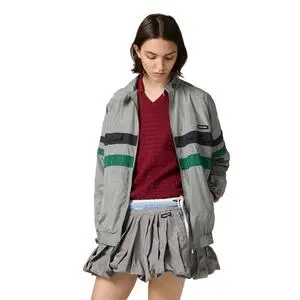 Miu Miu V-neck Cotton Sweater With Piqué Motif - Amaranth Red