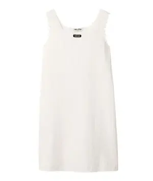 Miu Miu Slubbed Poplin Sleeveless Dress With Lace Detail