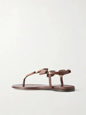 GIANVITO ROSSI Embellished Leather Flat Sandals