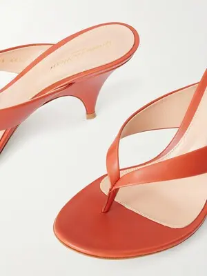 GIANVITO ROSSI Sofia 70 Leather Thong Sandals - Red