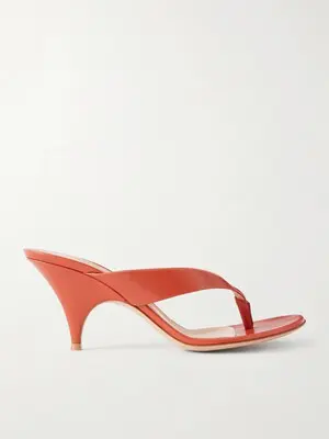 GIANVITO ROSSI Sofia 70 Leather Thong Sandals - Red