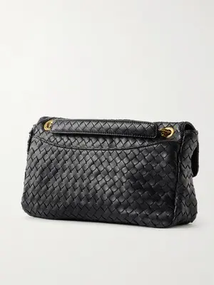 Bottega Veneta Madison Intrecciato Leather Shoulder Bag - Black