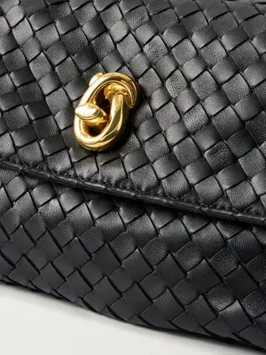 Bottega Veneta Madison Intrecciato Leather Shoulder Bag - Black