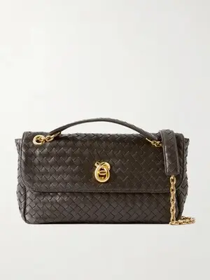 Bottega Veneta Madison Intrecciato Leather Shoulder Bag - Brown