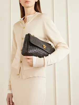 Bottega Veneta Madison Intrecciato Leather Shoulder Bag - Brown
