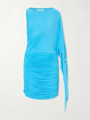 Alex Perry One-shoulder Draped Ruched Mini Dress