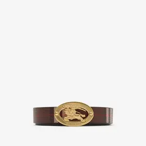 Burberry Burberry Thin Reversible Check Oval Belt Chocolate Brown