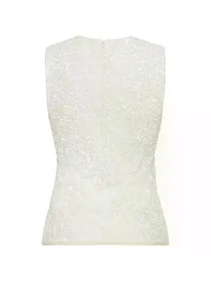 Adam Lippes Ivory Sequin Embellished Sleeveless Top