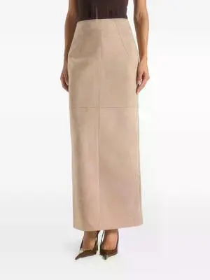 Manière De Voir Beige Suede Maxi Skirt With Adjustable Waist