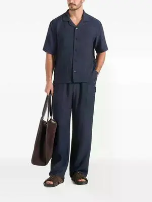 Manière De Voir Addison Textured Relaxed Fit Trousers - Blue