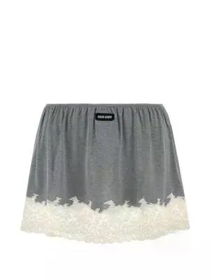Miu Miu Silk Jersey Floral Lace Skirt