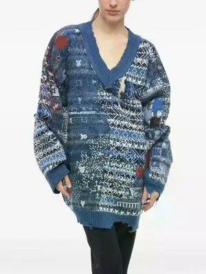 MAISON MARGIELA Embroidered V-neck Sweater