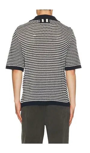 PEREGRINE Island Crochet Button Polo In Blue