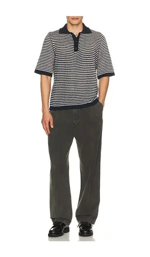 PEREGRINE Island Crochet Button Polo In Blue