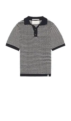 PEREGRINE Island Crochet Button Polo In Blue