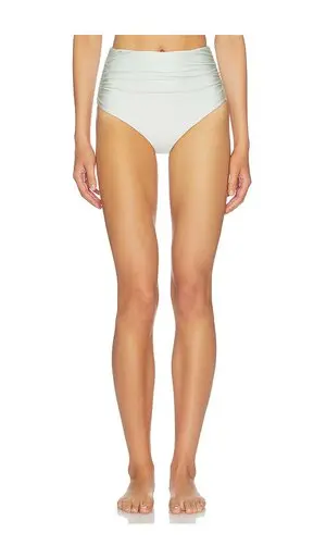 Simkhai Teya High Waisted Ruched Bikini Bottom - Mint
