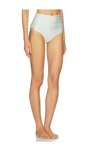 Simkhai Teya High Waisted Ruched Bikini Bottom - Mint