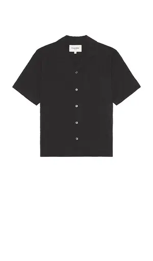 CORRIDOR Paisley Embroidery Short Sleeve Shirt - Black