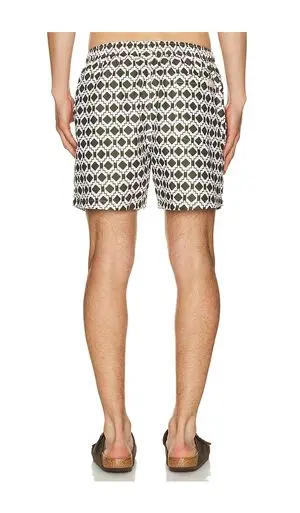 Oas Geometric Print Swim Shorts - Pine