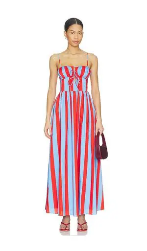 Line & Dot Printed Maxi Dress