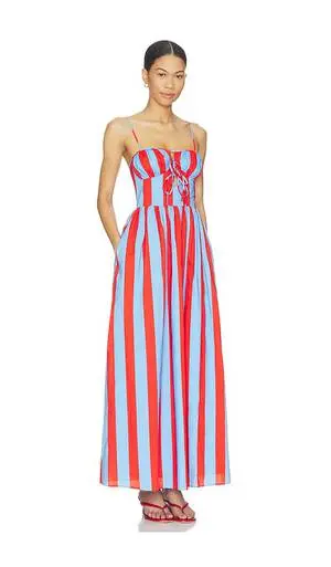 Line & Dot Printed Maxi Dress