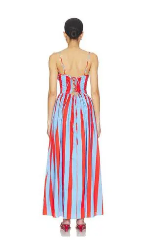 Line & Dot Printed Maxi Dress