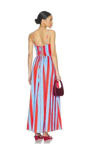 Line & Dot Printed Maxi Dress